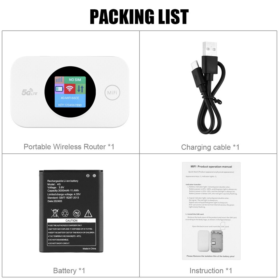 Unlocked Wireless WiFi 4G LTE Router Mobile Broadband Portable LED ...