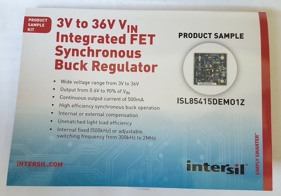 Intersil ISL85415 Demo Evaluation Board, 0.5A High Efficiency FET Buck ...