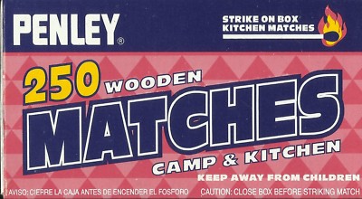1 Box 250 PENLEY STRIKE ON BOX Large wood Kitchen MATCHES Red Tip ...