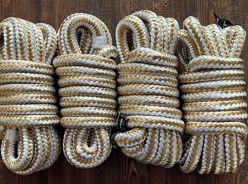 4 Pack White Gold 1/2 Inch 15FT Double Braid Nylon Boat Dock Line ...