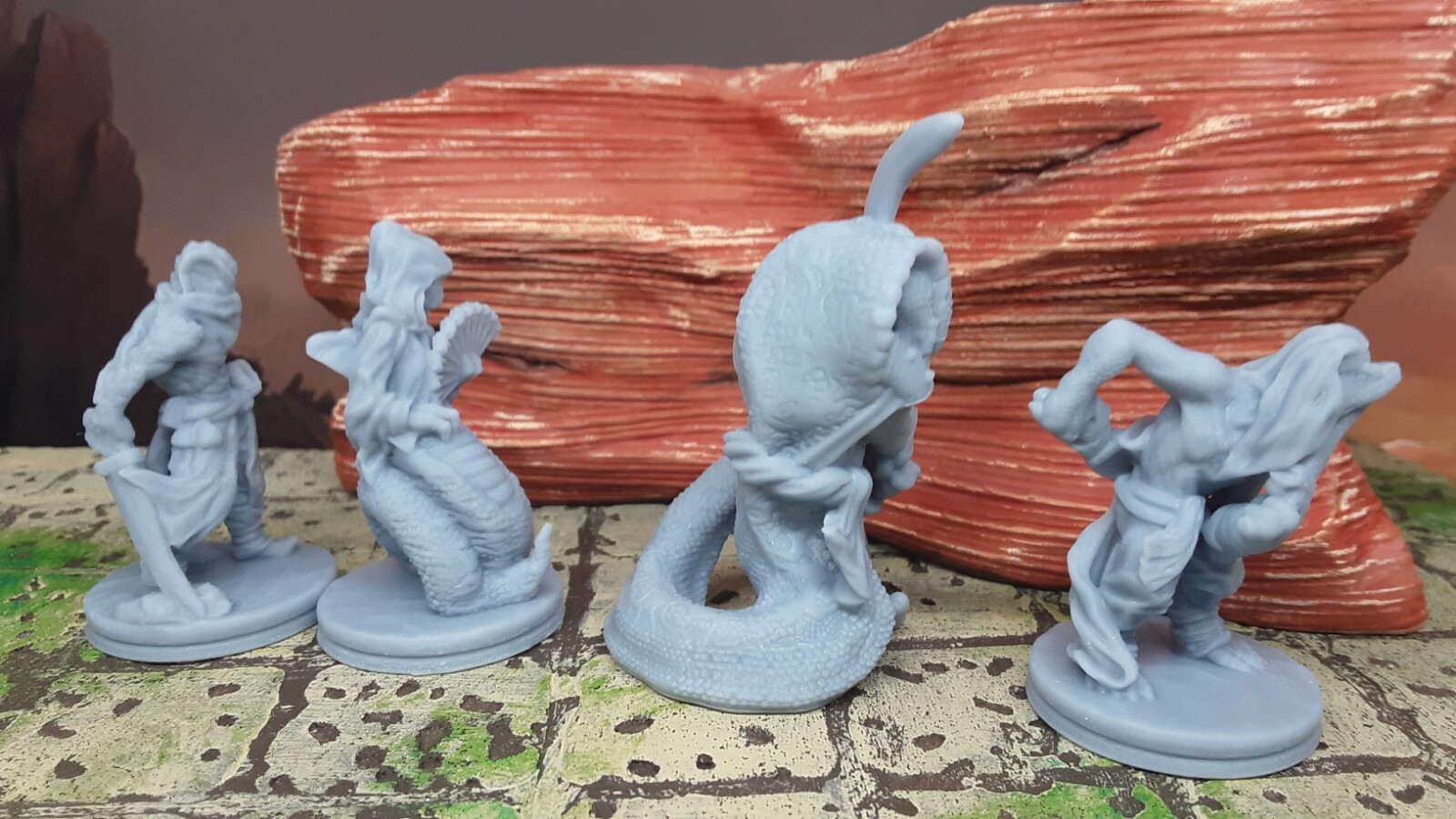 Lot of 4 Snakefolk Lizard People Mini Miniature Figure D&D 3D Printed ...