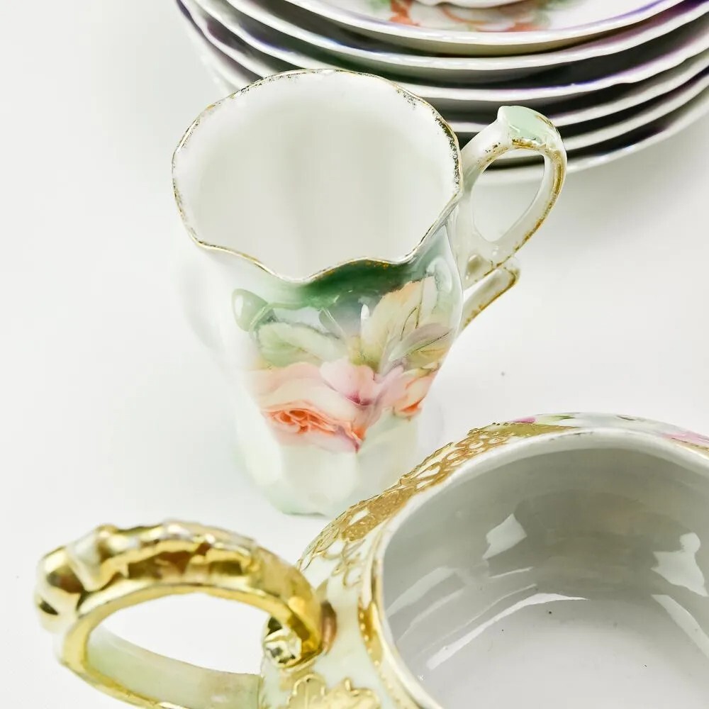 ME Geyey RS JS Germany RS Prussia Porcelain tea coffee pot cup saucer ...