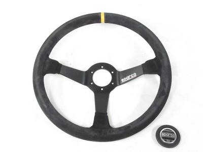 Sparco R368 Steering Wheel 380mm Black Suede 65mm Dish w/Yellow ...