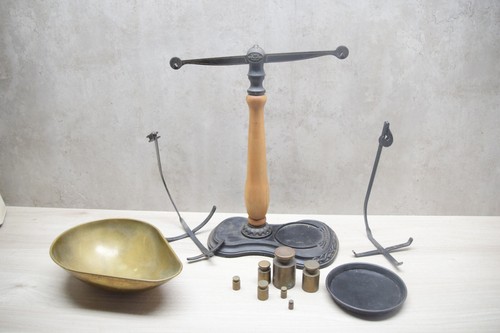 Vintage Salter Balance Scales With Weights& Brass Bowl | eBay