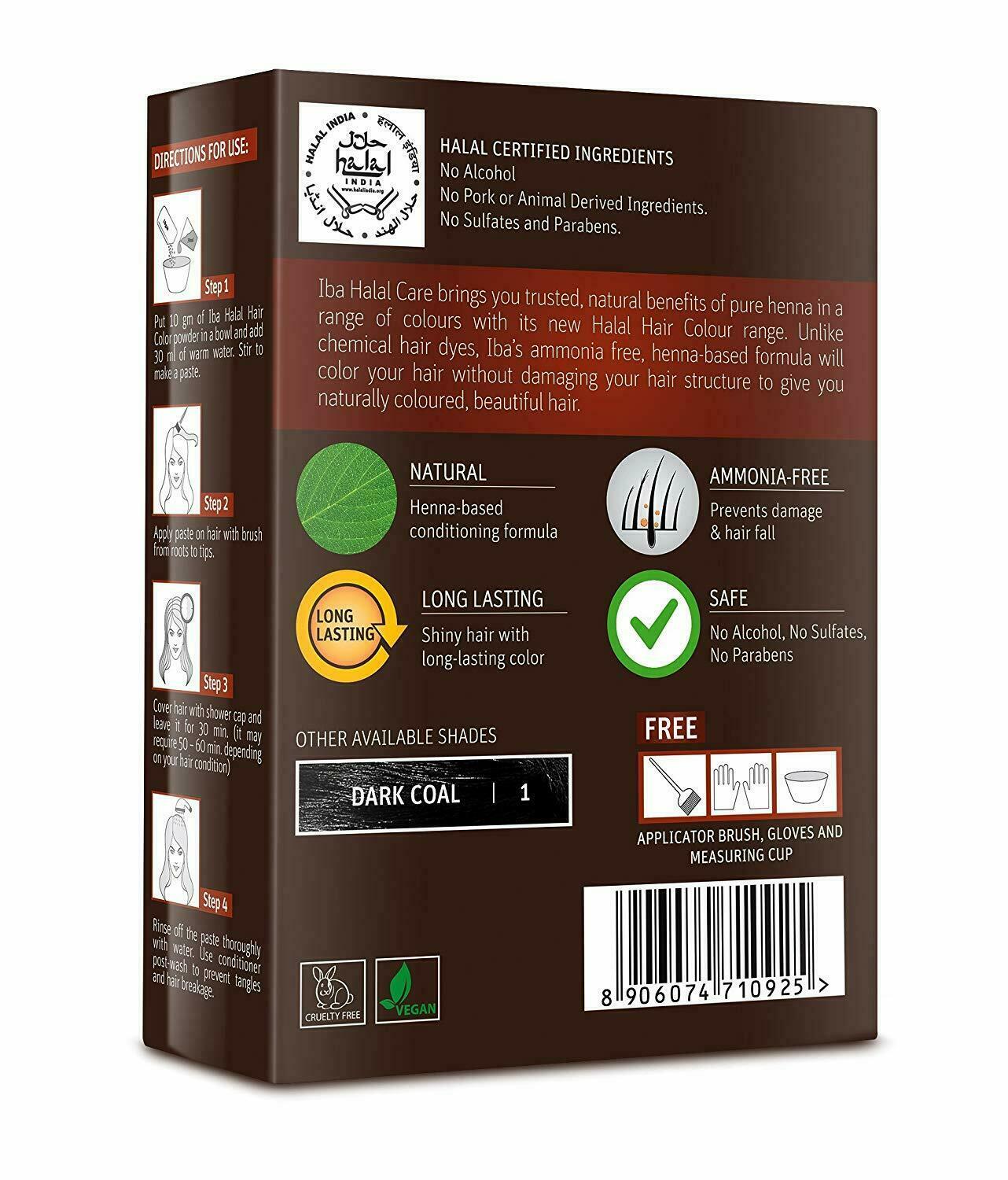 Iba Halal Care Henna Based Hair Color, Dark Brown, Rich Colour In 30 ...