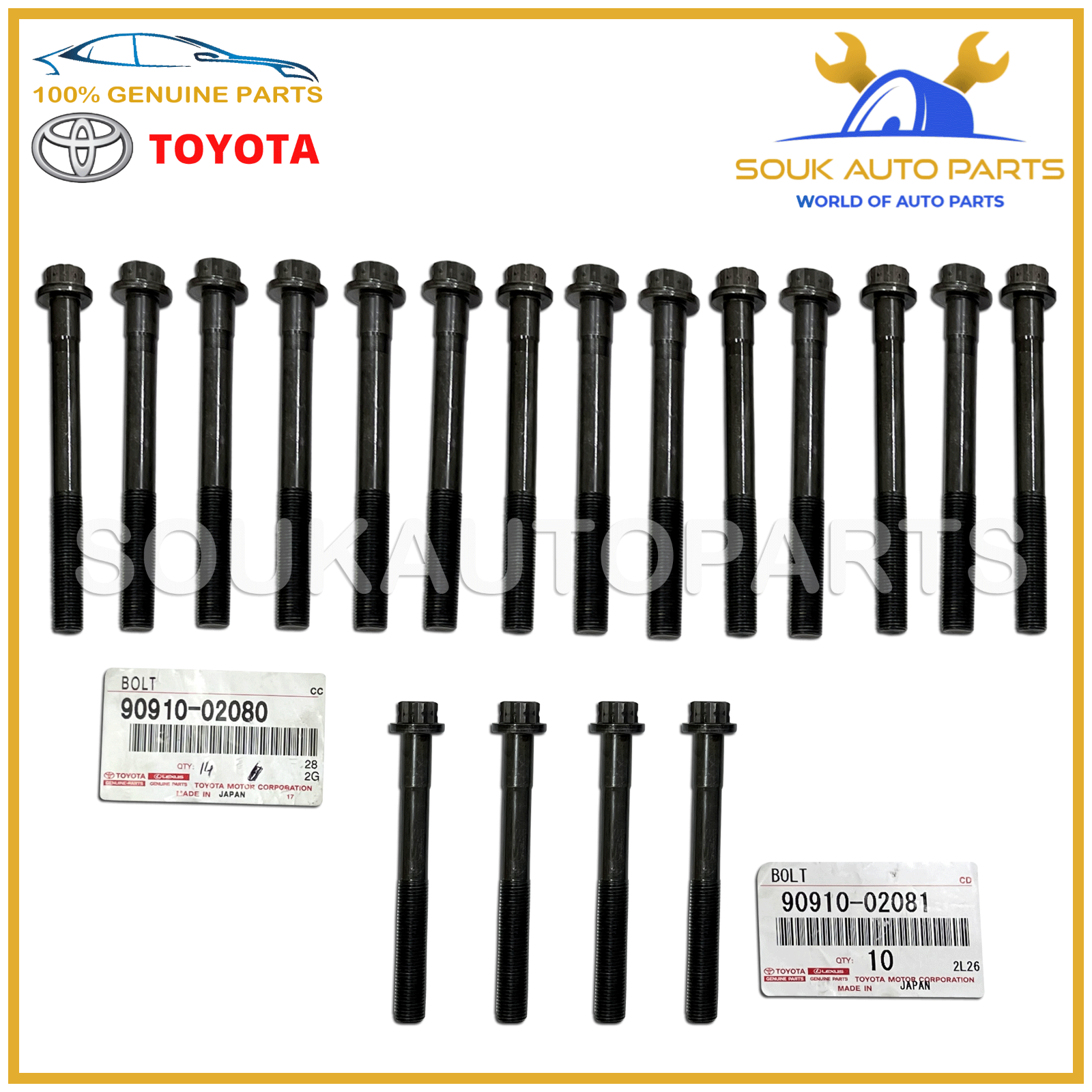 Genuine Toyota HEAD BOLT SET 2L-T For HILUX LAND CRUISER 4RUNNER 90-97 ...