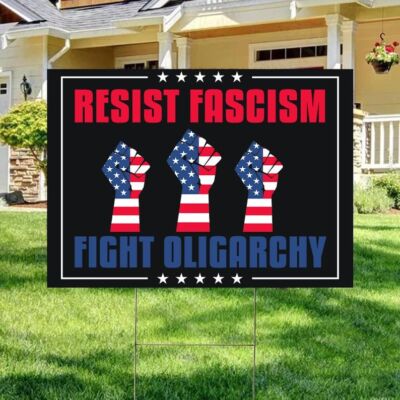 Fist Pumps American Flag Resist Fascism Fight Oligarchy Anti Fascist ...