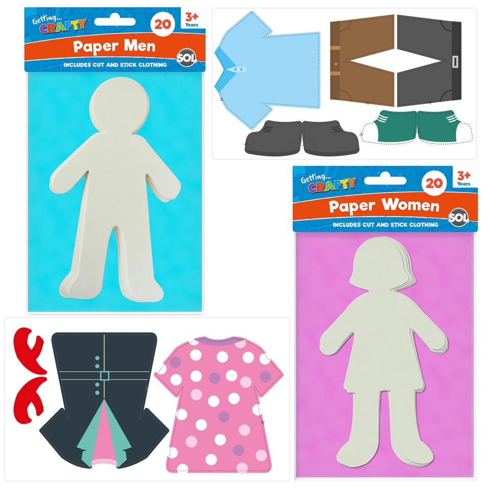 40 Paper People Cut Outs for Kids Arts and Crafts 20 Boy 20 Girl Cut ...