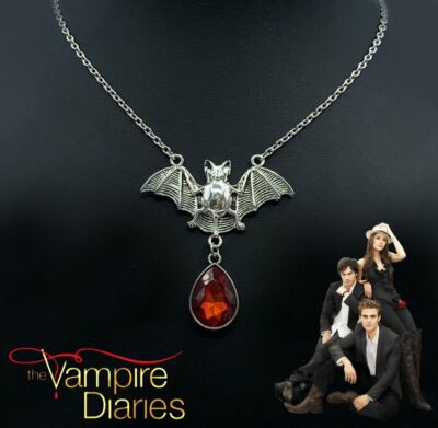 The Vampire Diaries Elena Gilbert Antique Bat, Teardrop Ruby Pendant ...