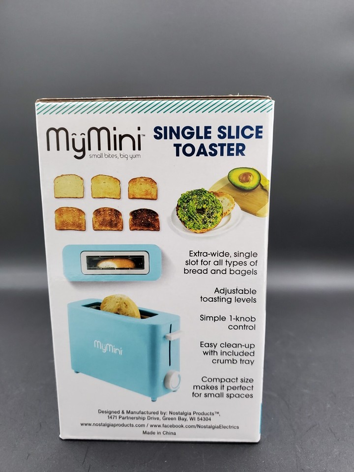 Nostalgia My Mini Single Slice Toaster Aqua, Compact Size New in Box | eBay
