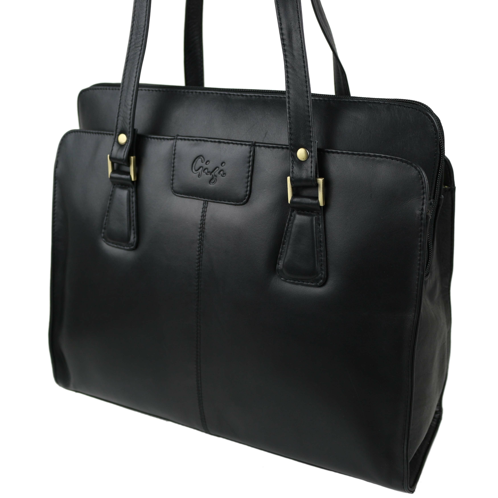 Ladies Black Leather Grab Work Bag Handbag by GiGi Shoulder 70's ...