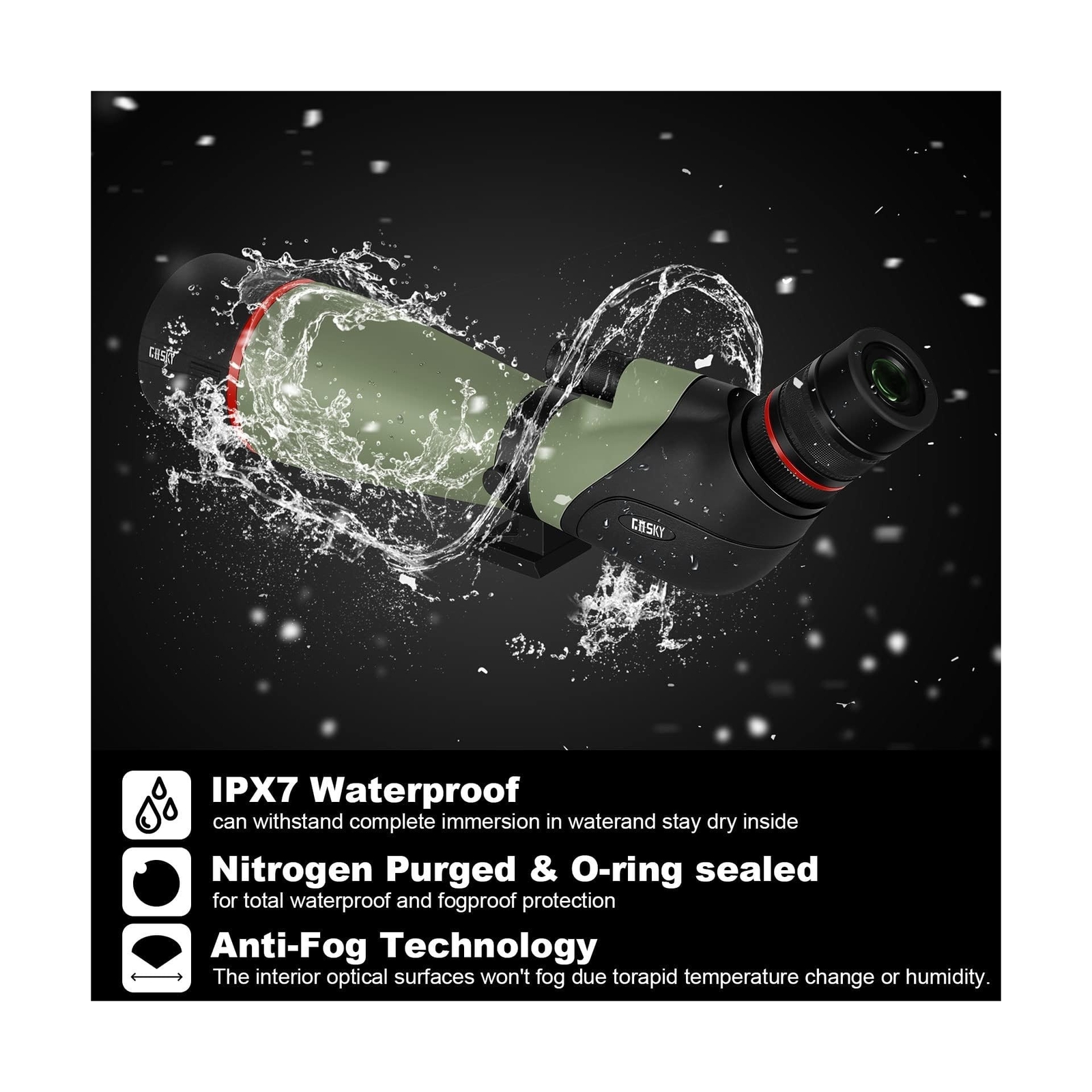 Gosky Newest 20-60X80 HD Dual Focusing Spotting Scope, BAK4 Prism 45 ...