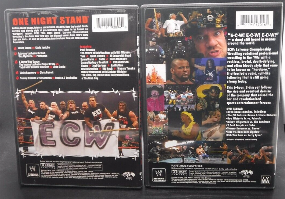 Lot of 2 ECW DVDs One Night Stand 6.12.05 The Rise & Fall of ECW ...