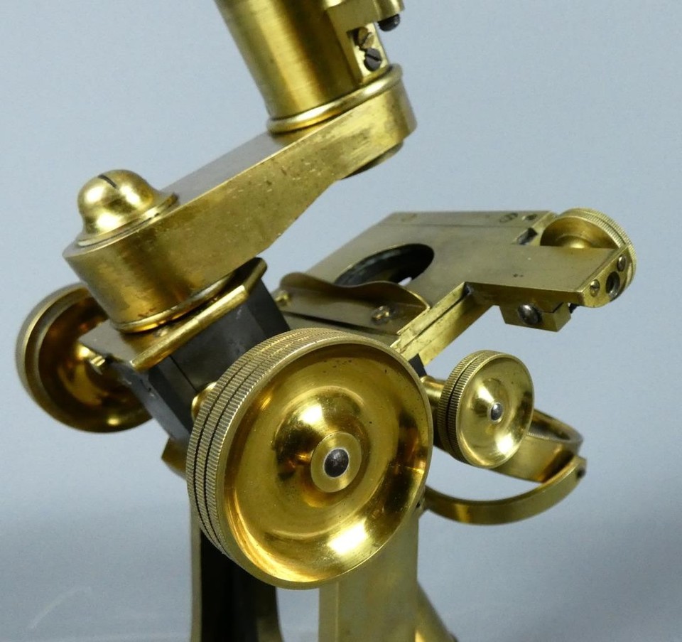 Vintage J J Griffin brass microscope sold by Braham, Bath c1865 #5486 ...
