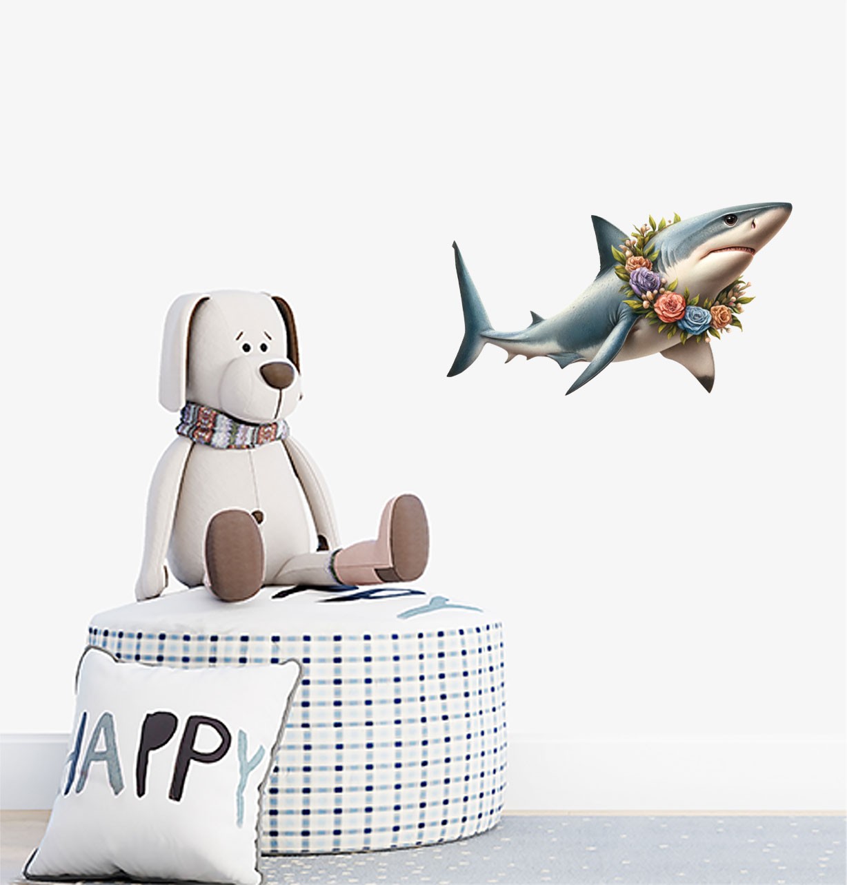 Watercolour Sea Shark Wall Art Bedroom Nursery Decor Vinyl Sticker ...