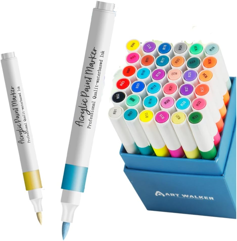 36 Colors Acrylic Paint Markers for Artists, Vibrant, Waterproof, Quick ...