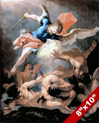 MICHAEL ARCHANGEL CASTING OUT FALLEN REBEL ANGELS PAINTING ART CANVAS ...