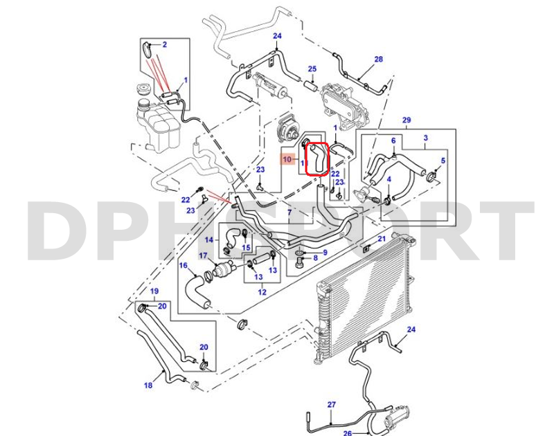 LAND ROVER DISCOVERY 2 TD5 COOLANT RADIATIOR WATER PUMP SILICONE HOSE ...