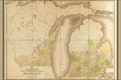 Poster, Many Sizes; Map Of Michigan And Part Of Wisconsin Territory ...
