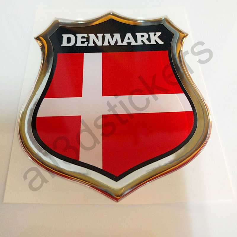 Sticker Denmark Emblem 3D Resin Domed Gel Denmark Flag Vinyl Decal Car ...