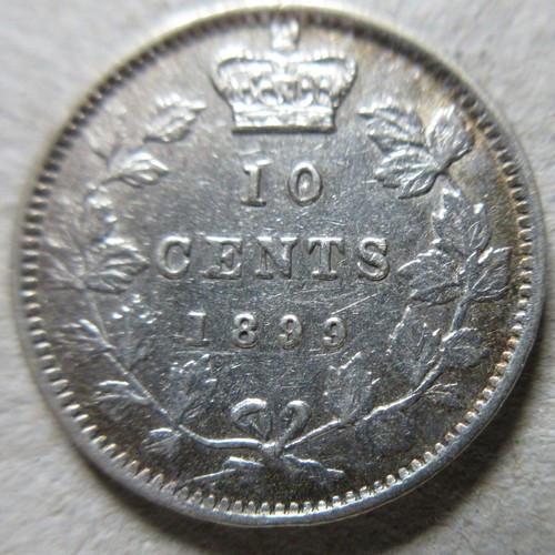 1899 Lrg 9 Canada Silver Ten Cents Coin. BETTER GRADE Dime. 10 cents ...