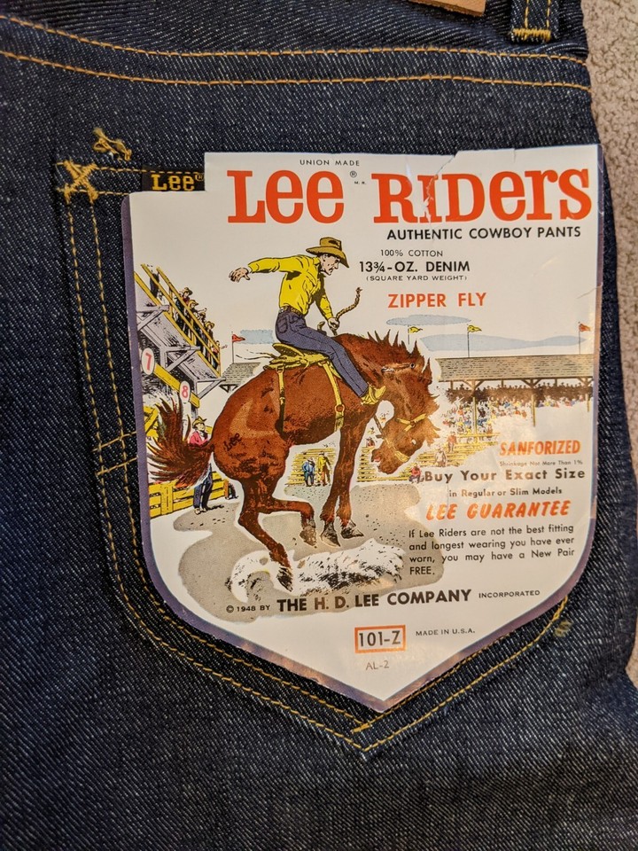 Vtg deadstock Lee riders 101z Sz 28 x 32 jeans Sanforized Union Made ...