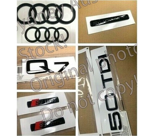 OEM Style Front + Rear Gloss Black Ring Badge Set for AUDI Q7 50TDI 4M ...