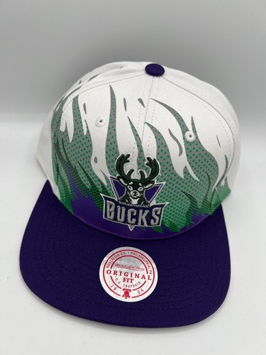 Milwaukee Bucks NEW Retro Flame NBA Snapback Hat Basketball Mitchell ...