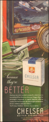 1943 Vintage ad for Chelsea Cigarettes`Retro pack matches art tobacco ...