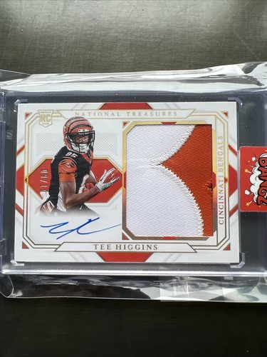 TEE HIGGINS 2020 NATIONAL TREASURES #RMS-TH ROOKIE PATCH AUTO 8/10 GOLD ...