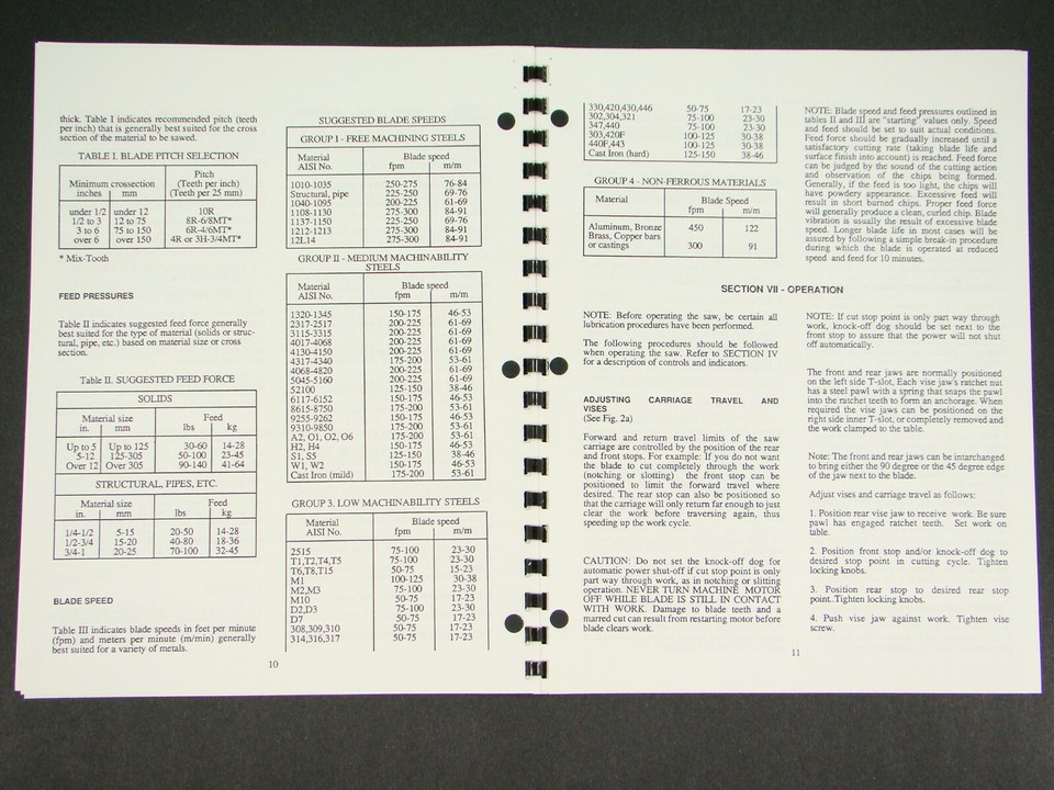 Marvel Series 8 Mark II Band Saw Op, Maint, & Parts Manual #113 | eBay