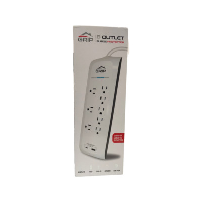 GRiP 8 Outlet Surge Protector with 1 USB & 1 USB-C Port - White NIB ...