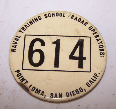 Vintage US NAVAL TRAINING SCHOOL Pinback Radar Operators POINT LOMA SAN ...