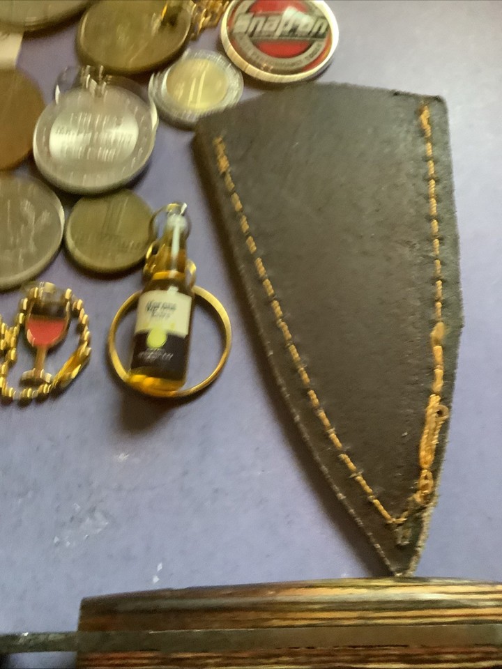 Junk Drawer Coins Lot Damascus Boot Dagger Keychain & More Look Estate ...