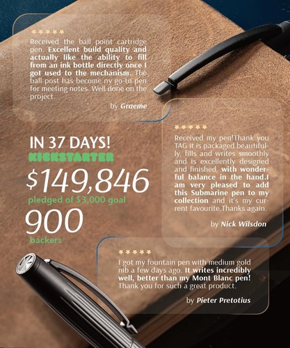 Submarine Brass Rollerball Pen - Turbo-Filling System, Refillable Tip ...