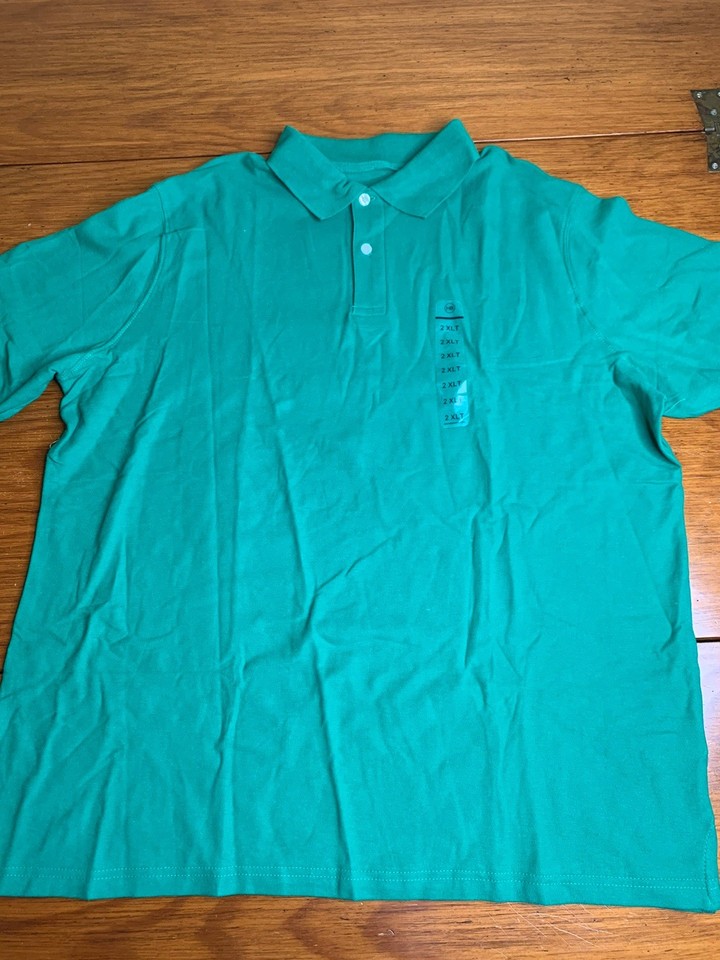 NWT HB Harbor Bay DXL POLO Mens 2XLT Green 2 Button S/S Pullover Shirt ...