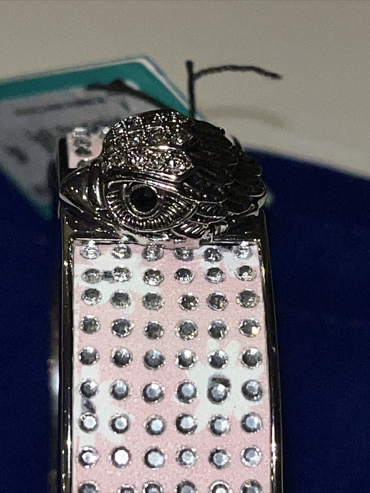 Kurt Geiger London Eagle Daisy Crystal Hinge Bangle in Lilac Pink | eBay