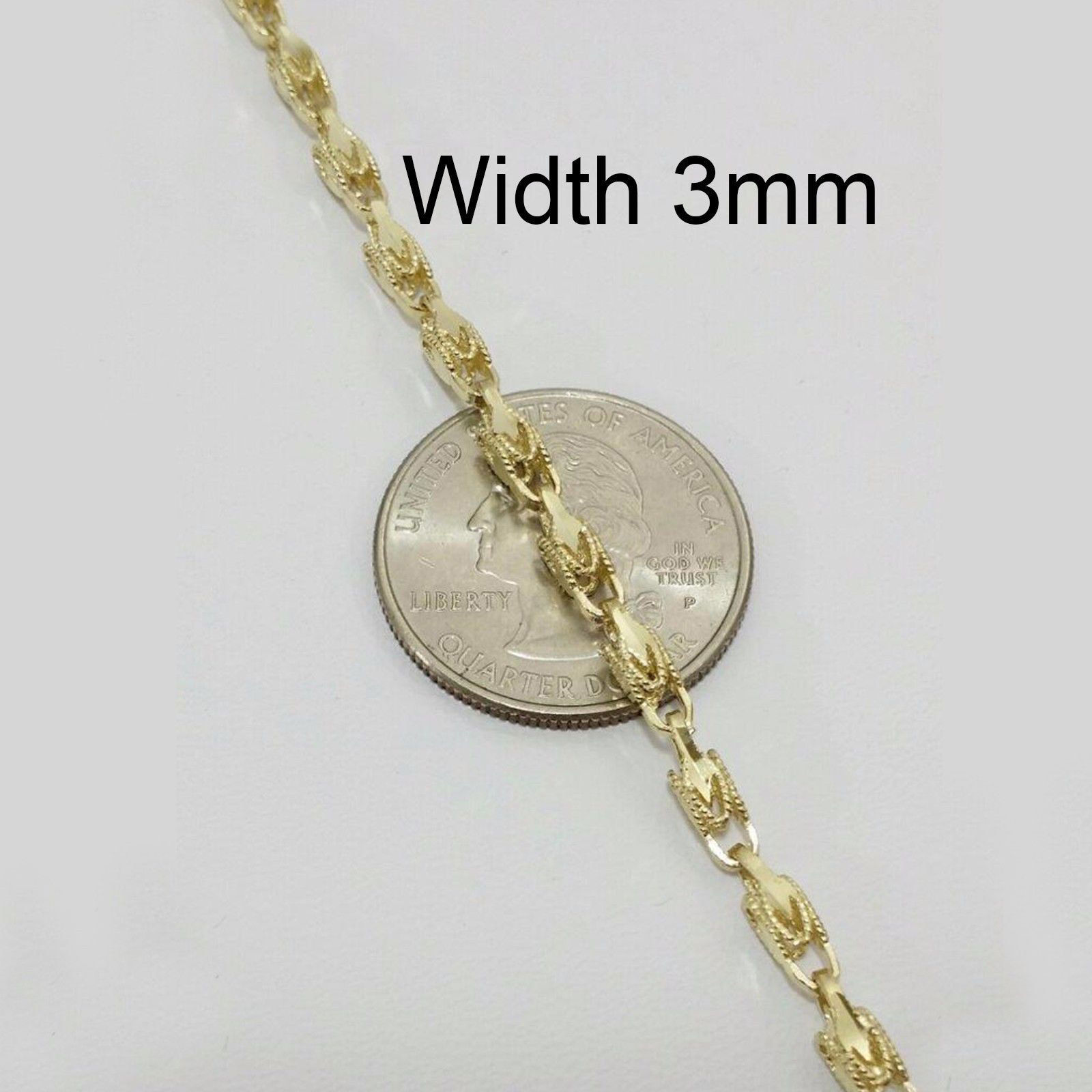 10K Real Yellow Gold Mens Womens 3MM Turkish Chain Necklace 18" - 24 ...