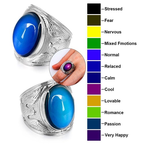 For Women Girl Party Mood Ring Temperature Control Luminous Color ...