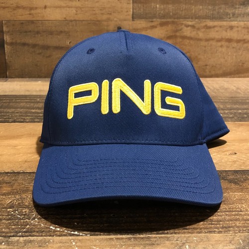 PING Hat Cap Mens Fitted Medium Blue Yellow Golfing Performance Golf ...