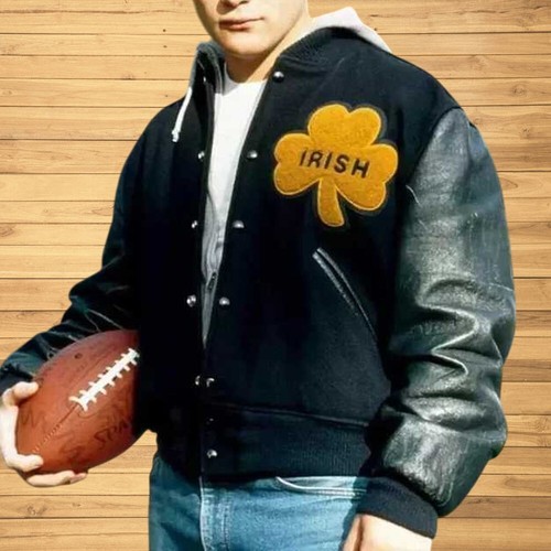 University of Notre Dame Rudy Irish Wool & Leather Sleeves Jacket | eBay