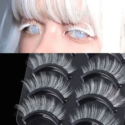 Fluffy White False Eyelashes Long Fake Lashes Makeup Party Eyelashes | eBay