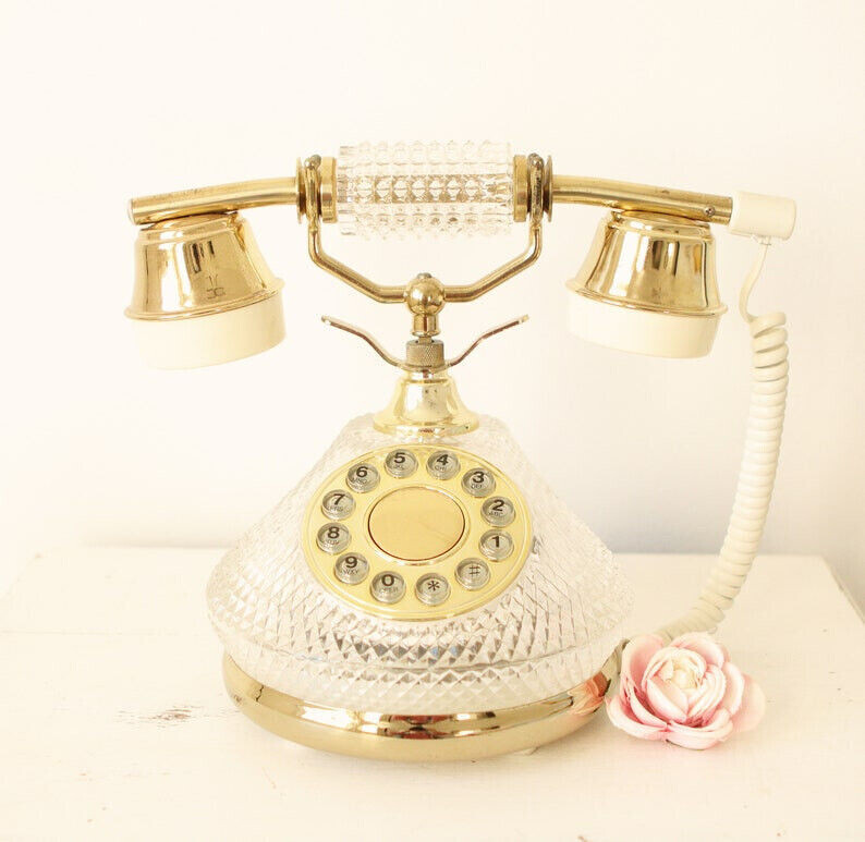 Victorian Crystal Phone VINTAGE GODINGER ART 24% LEAD CRYSTAL