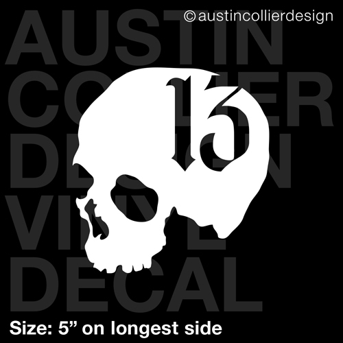 5" SKULL w/ NUMBER 13 vinyl decal car truck laptop sticker - moto x fmx ...