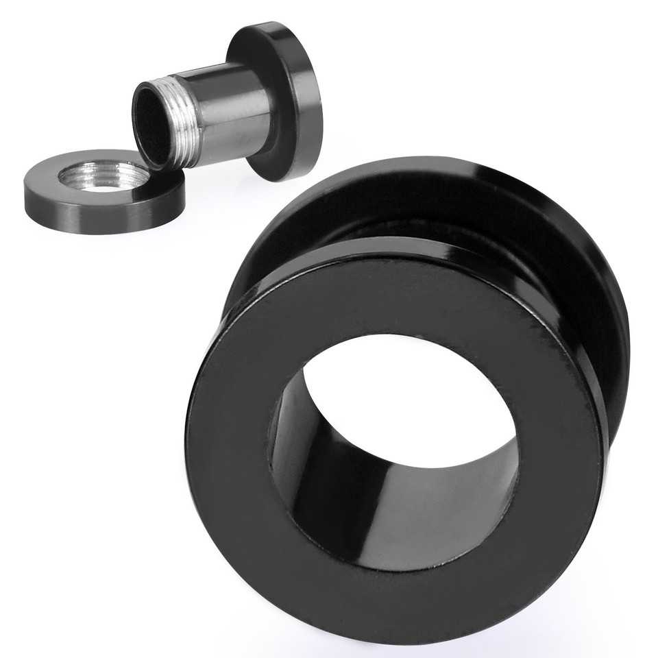 PAIR Stainless Steel Ear Gauges Screw Fit Ear Tunnels Plugs Earrings ...