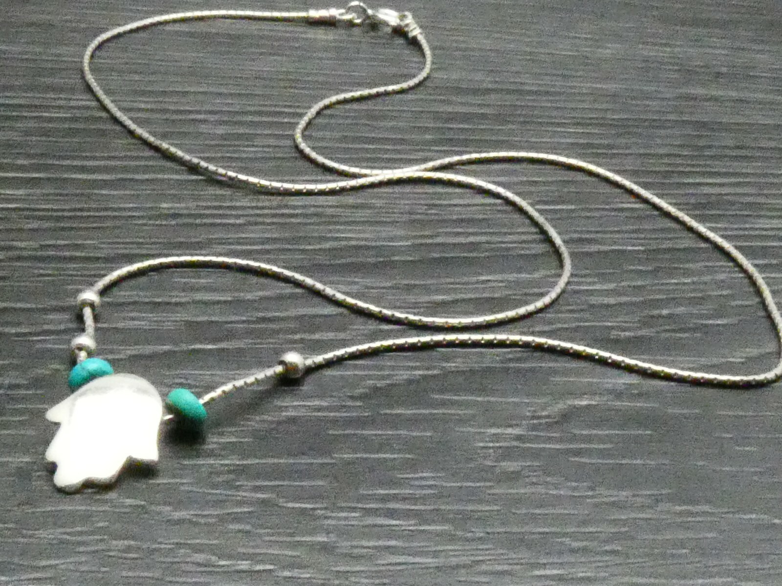 Vintage Sterling Silver Hamsa Hand Simple Pendant Sna… - Gem