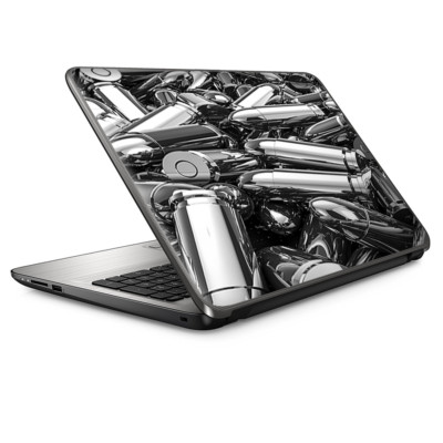Universal Laptop Skins wrap for 15" - Silver Bullets Polished Black ...