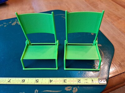 1973 Barbie 2 Green BEACH BUS CHAIRS Folding Accessory Mattel #7805 ...