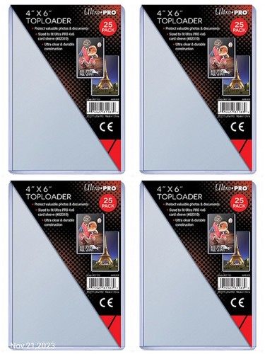 Lot of (100)~4" X 6" Ultra PRO Clear Rigid Top Loaders & 100`4X6 PHOTO ...