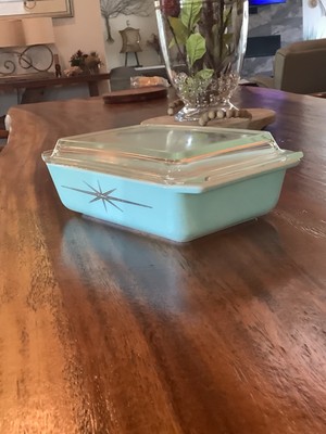 Vintage Pyrex Atomic Starburst 575 - B 2qt Dish With Lid Turquoise ...